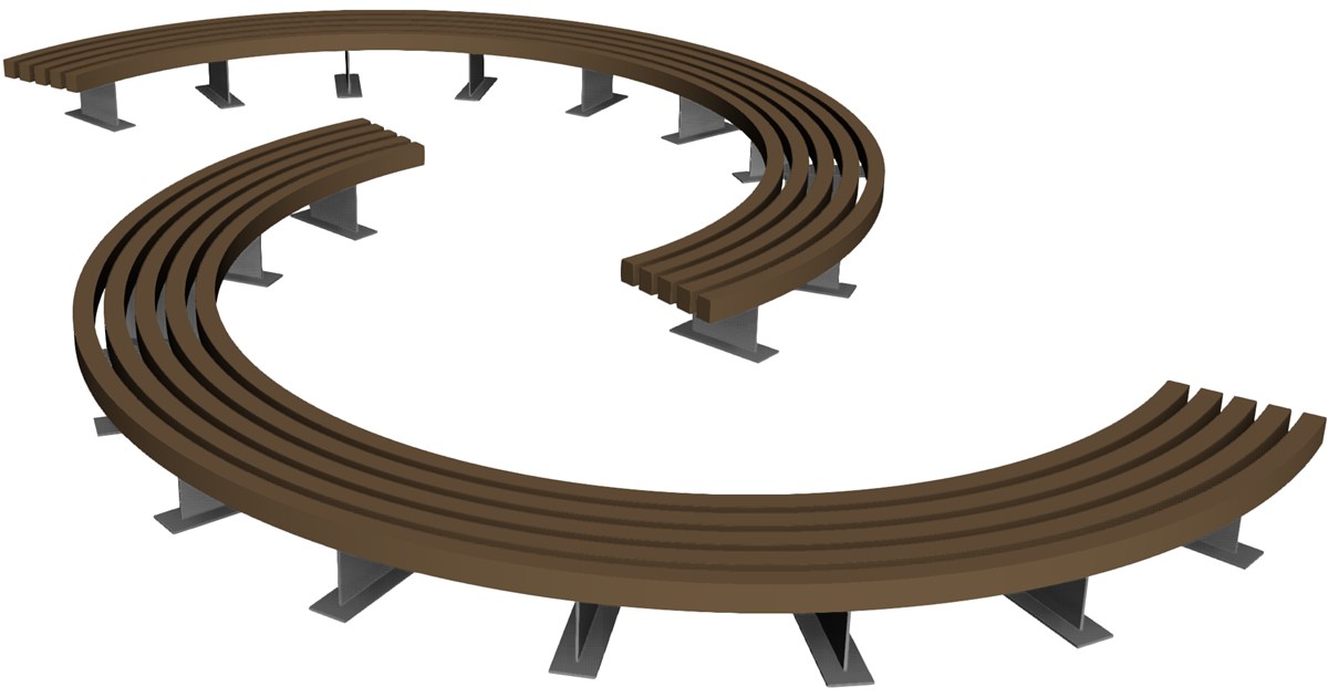 Curved Bench 3D Model - 3D CAD Browser