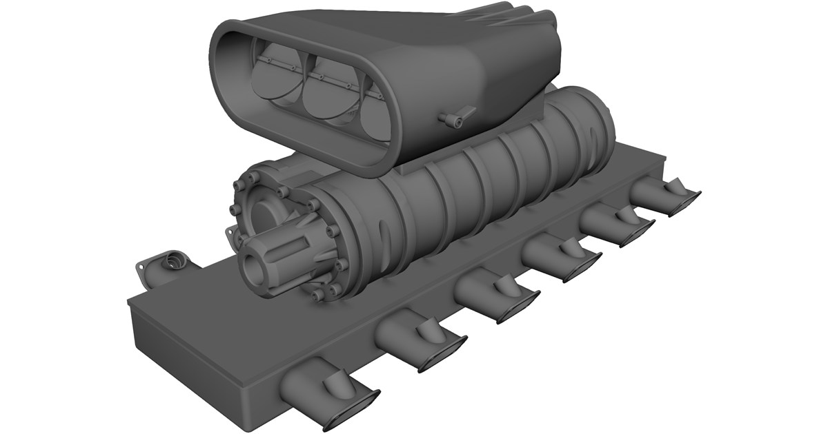 Intake Manifold with Supercharger CAD Model - 3D CAD Browser